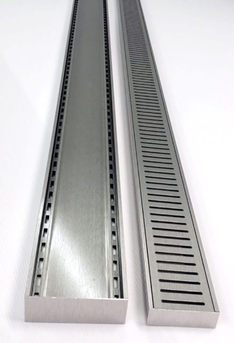 Aluminium Slim Line Tile In Drain 100MMX3M Brushed Finish